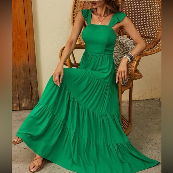 Dresses | Bobo Ruffle Hem Backless Maxi Dress | Poshmark